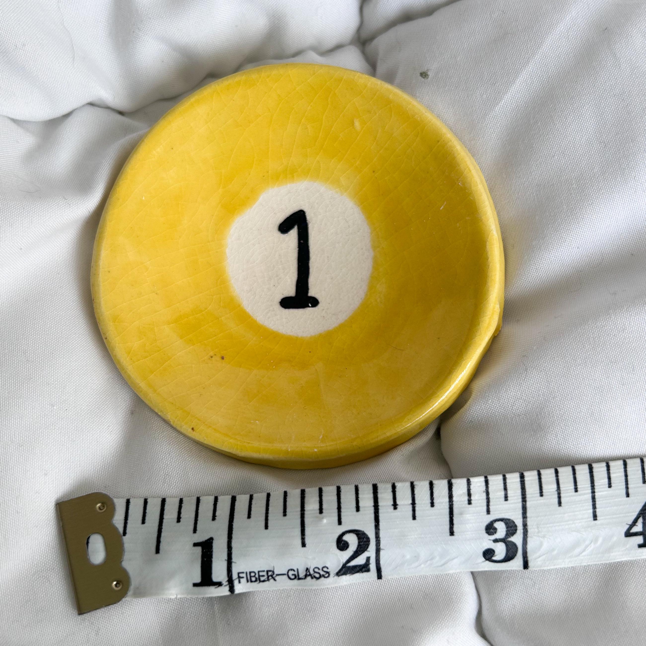 Yellow 1 Pool Ball Ceramic Dish - Etsy