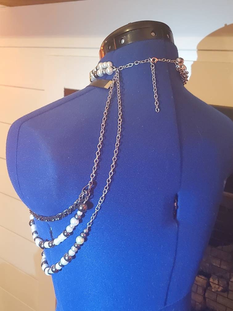 Bead Chain and Ribbon Collar and Shoulder Harness | Etsy