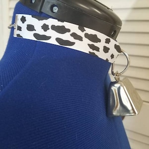 Cow Print Ribbon and Cowbell Collar - Etsy