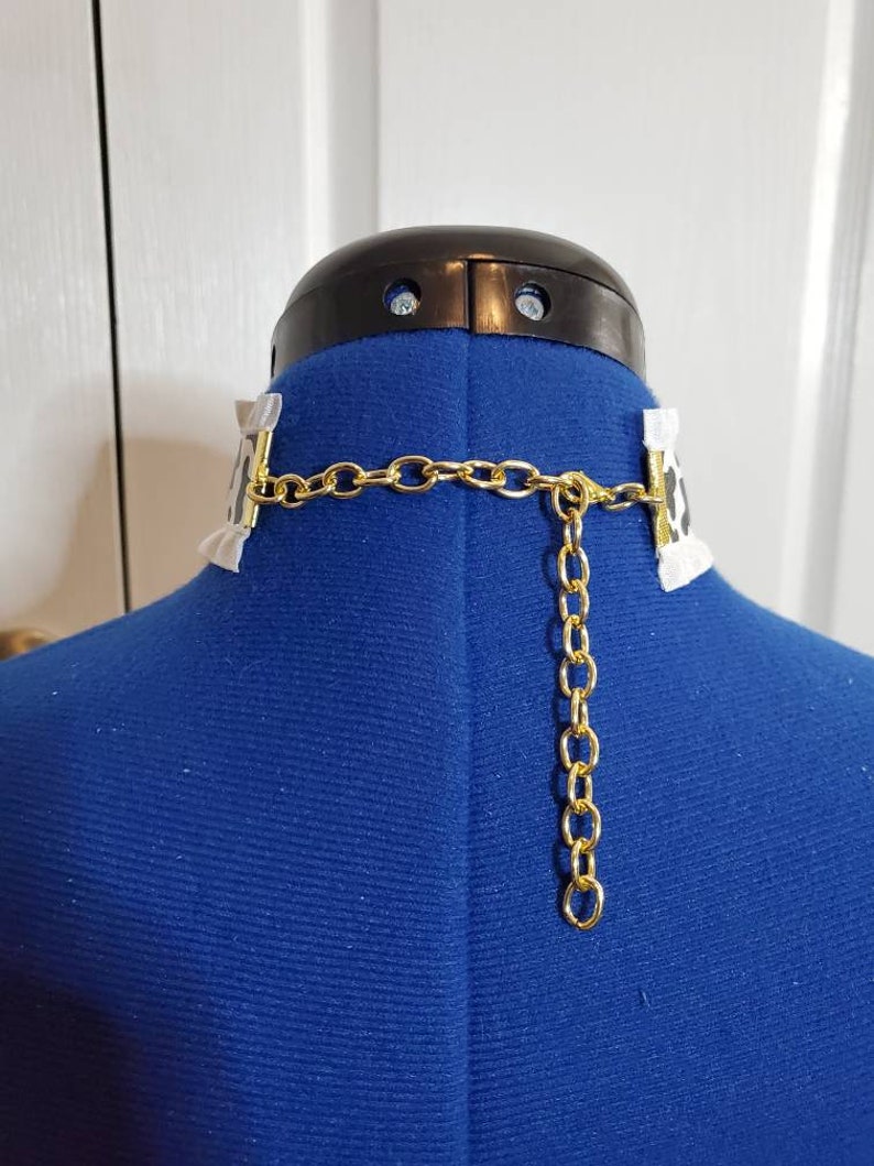Cowprint Ribbon Cowbell Choker Collar - Etsy