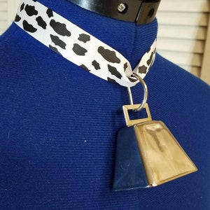 Cow Print Ribbon and Cowbell Collar - Etsy