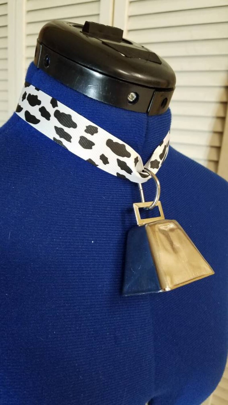 Cow Print Ribbon and Cowbell Collar - Etsy