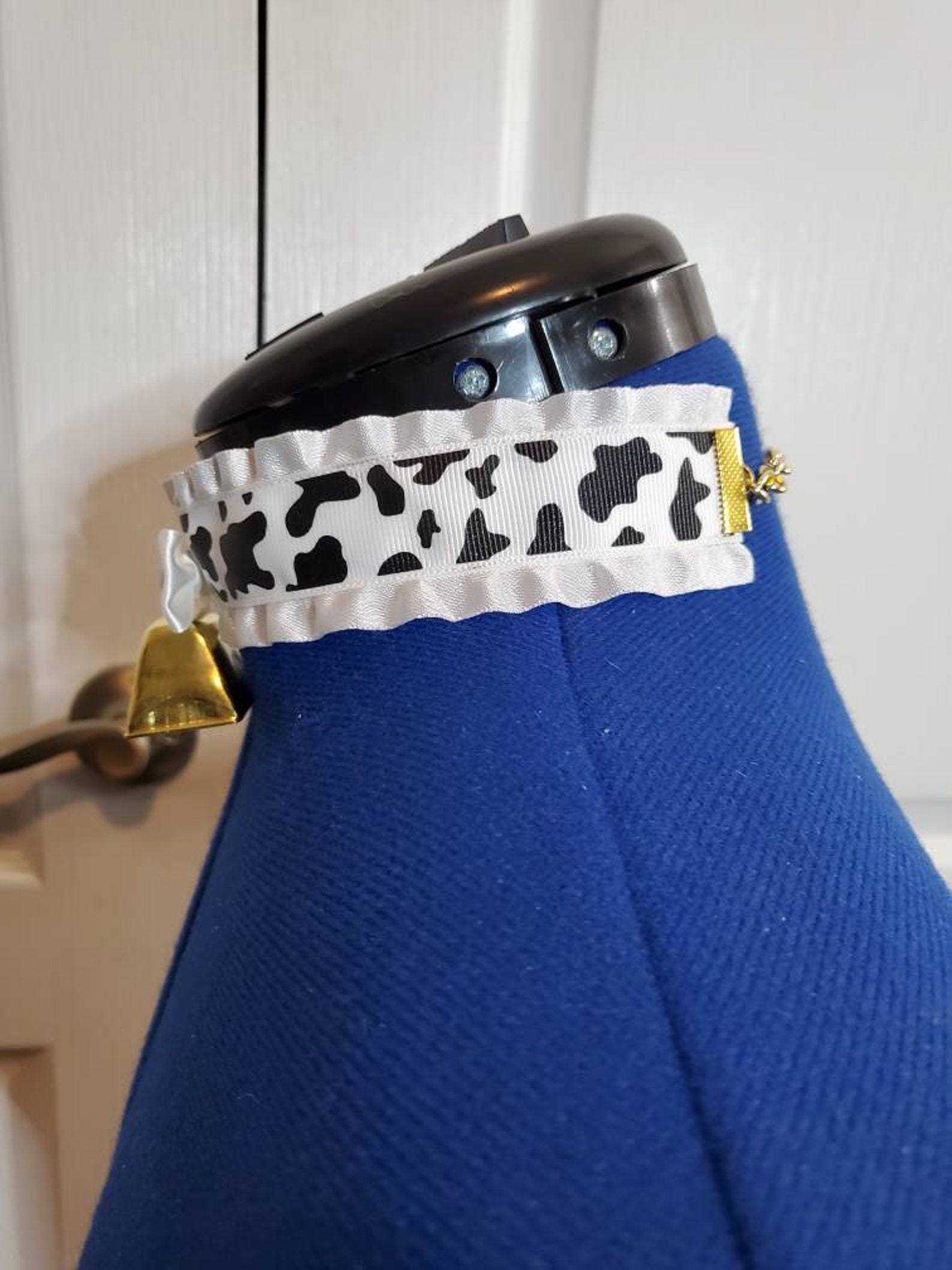 Cowprint Ribbon Cowbell Choker Collar - Etsy