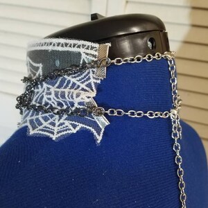 Halloween Spider Web Ribbon and Chain Choker Collar - Etsy