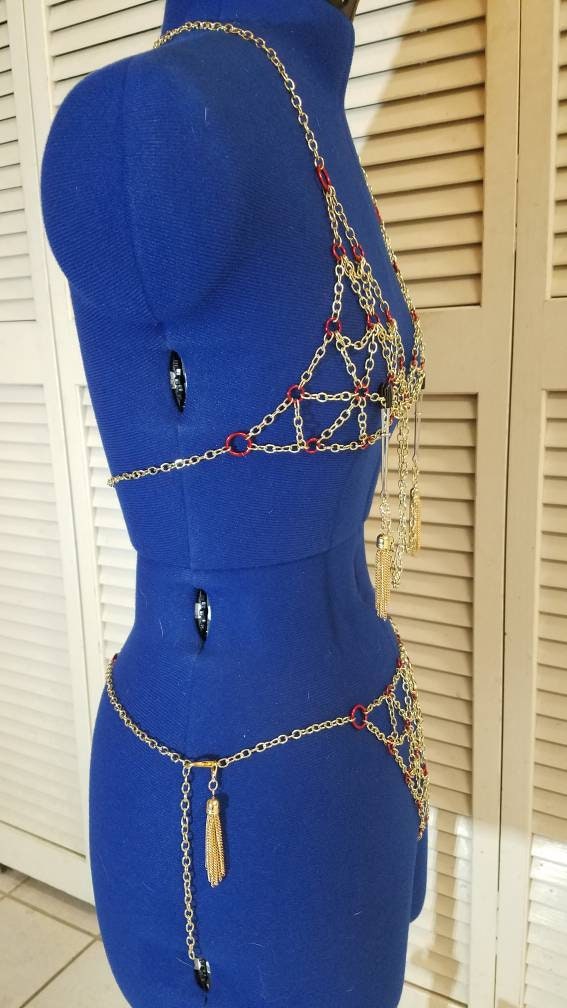 Chain Mail Bikini Set With Color Options Attached Nipple - Etsy