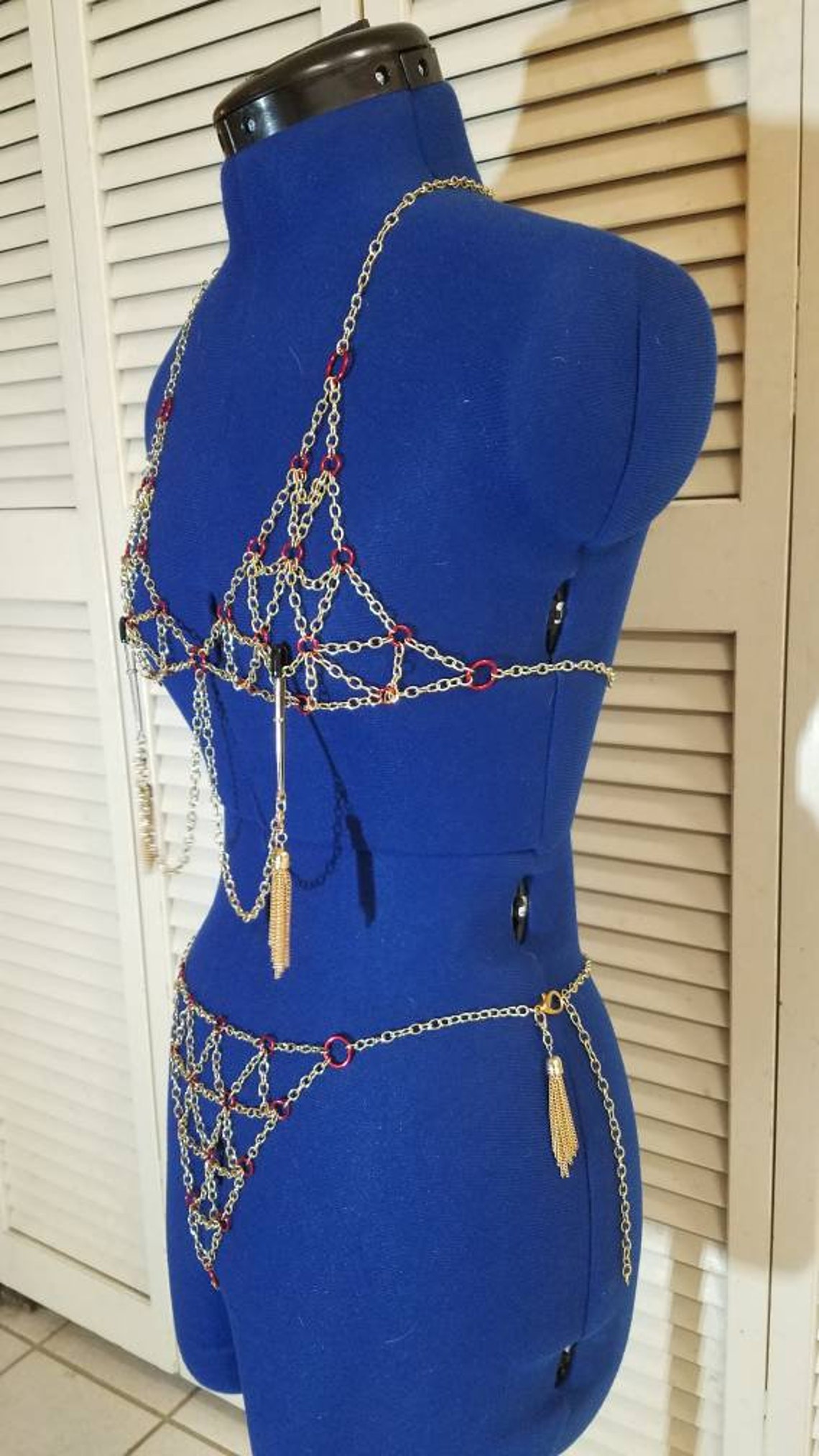 Chain Mail Bikini Set With Color Options Attached Nipple - Etsy