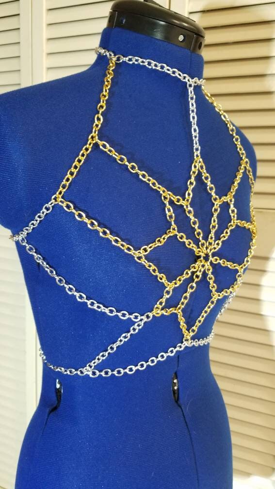 Captain Marvel inspired gold and silver chain chest harness | Etsy