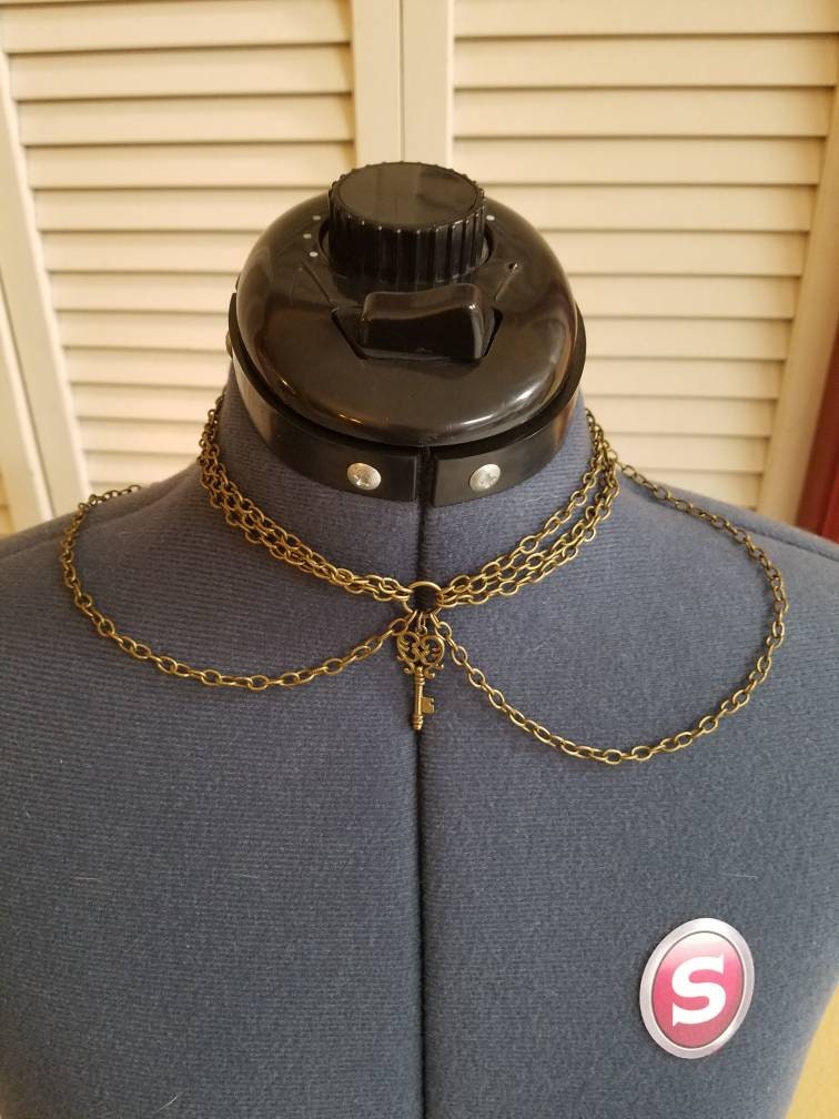 Key Charm Chain Collar - Etsy