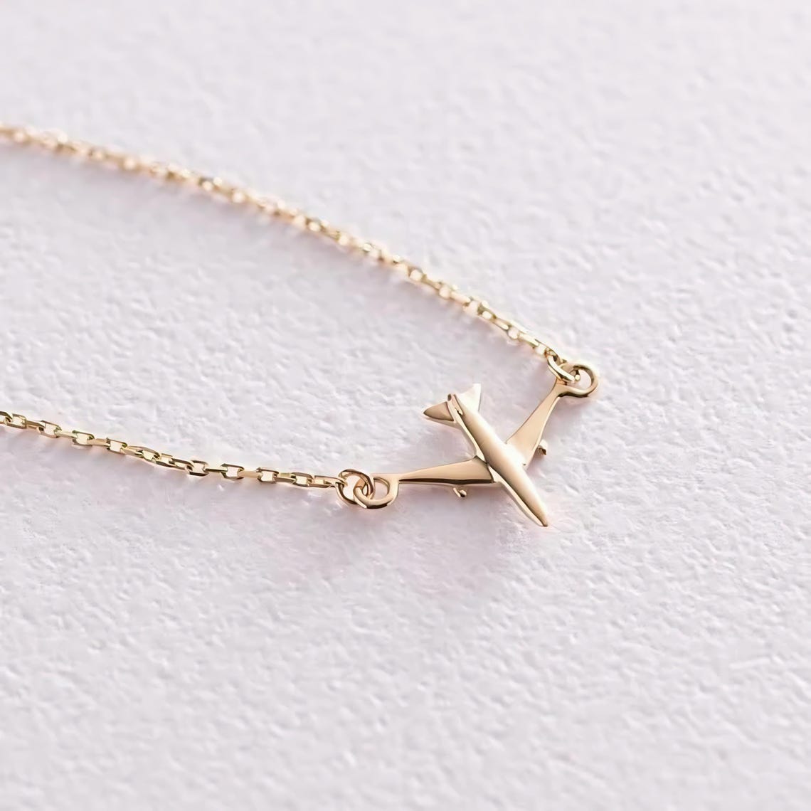 TRAVEL NECKLACE, AIRPLANE Necklace, Rose Gold Chain Airplane Pendant ...
