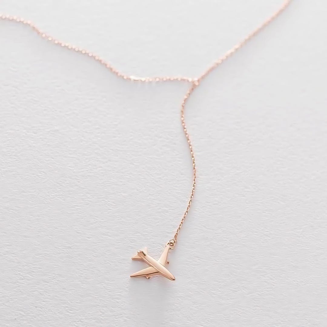 AIRPLANE NECKLACE, GOLD Chain Necklace, White Gold Tiny Airplane Charm ...