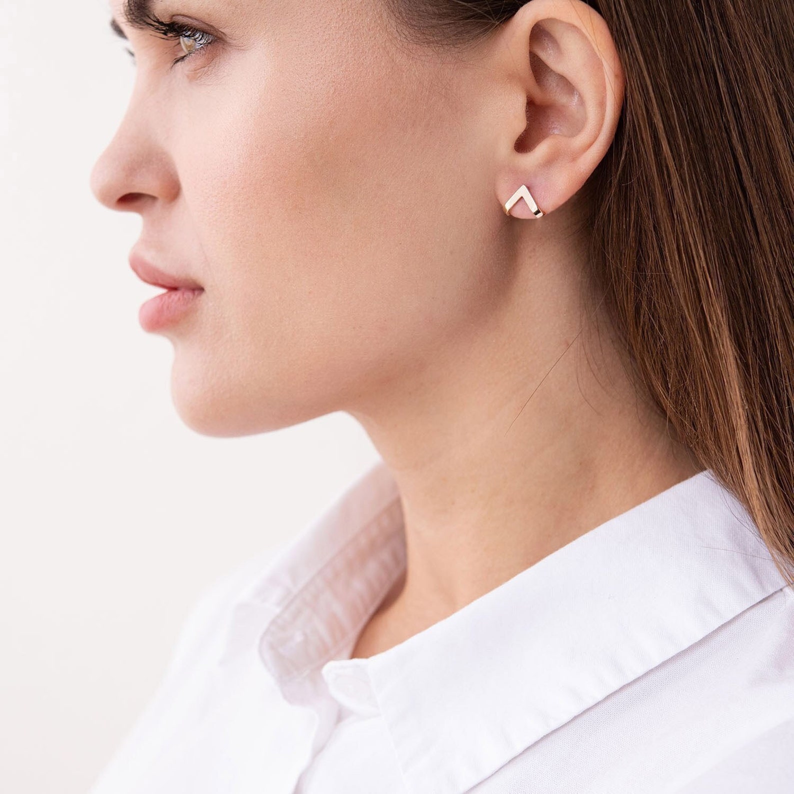Triangle Unique Gold Stud Earrings, Elegant and Trendy Style, a ...