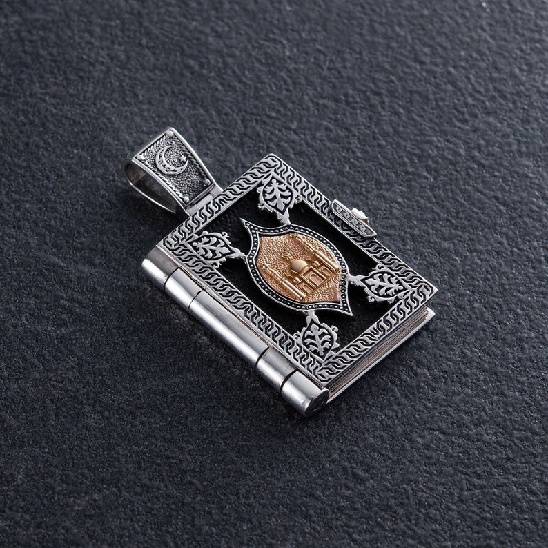 Quran Pedant, Allah Necklace, Silver Amulet, Islamic Jewelry Men, Quran ...