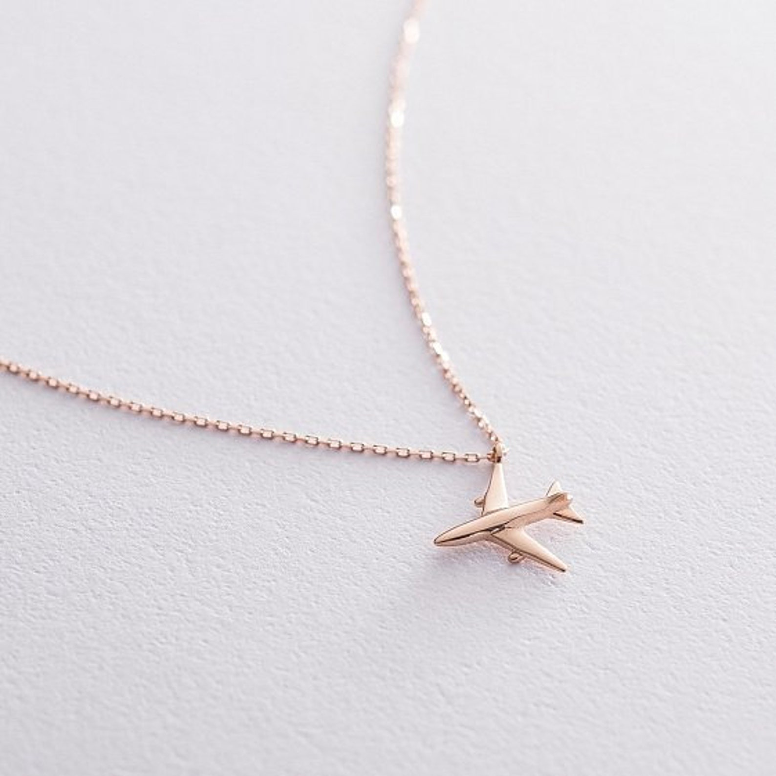TRAVEL NECKLACE, AIRPLANE Necklace, Rose Gold Chain Airplane Pendant ...
