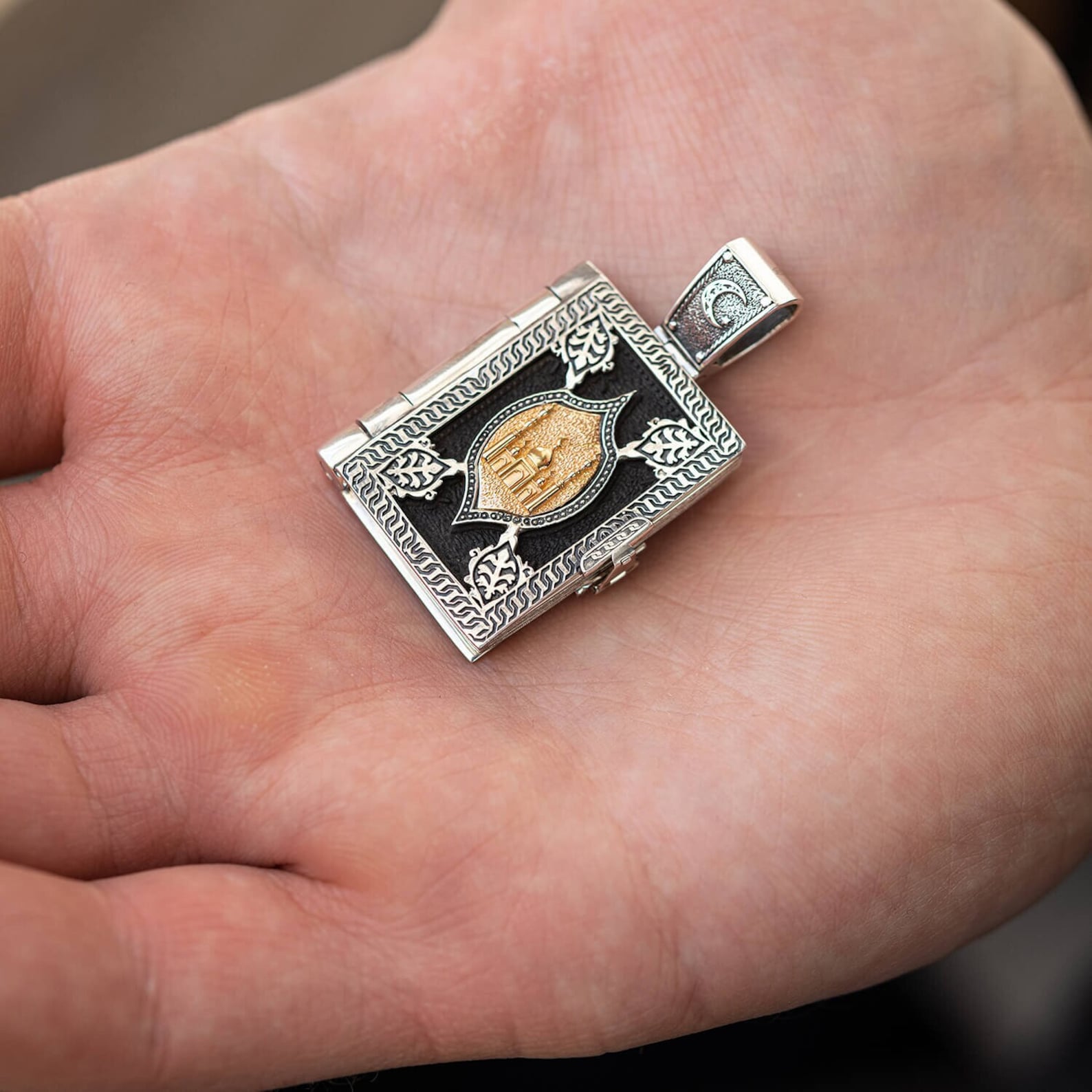 Quran Pedant, Allah Necklace, Silver Amulet, Islamic Jewelry Men, Quran ...