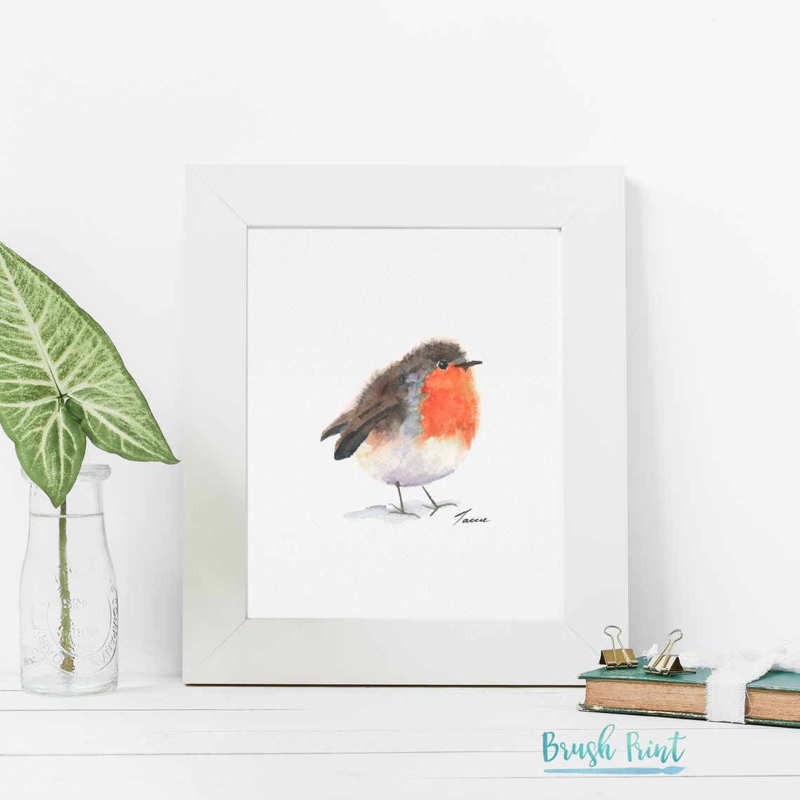 Watercolor Bird, Cute Fuzzy Bird, Watercolor Robin, Printable Artwork ...