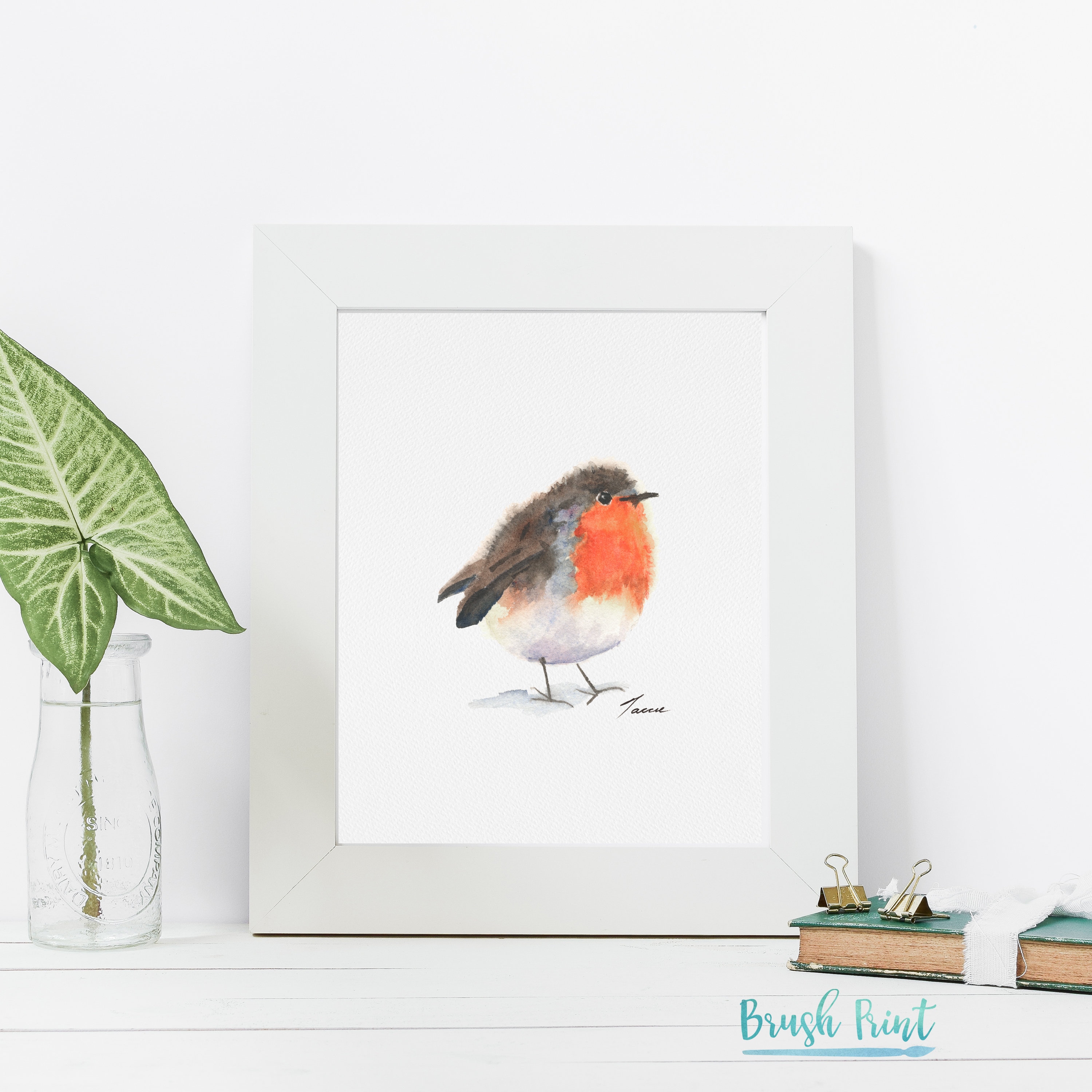 Watercolor Bird Cute Fuzzy Bird Watercolor Robin Printable - Etsy