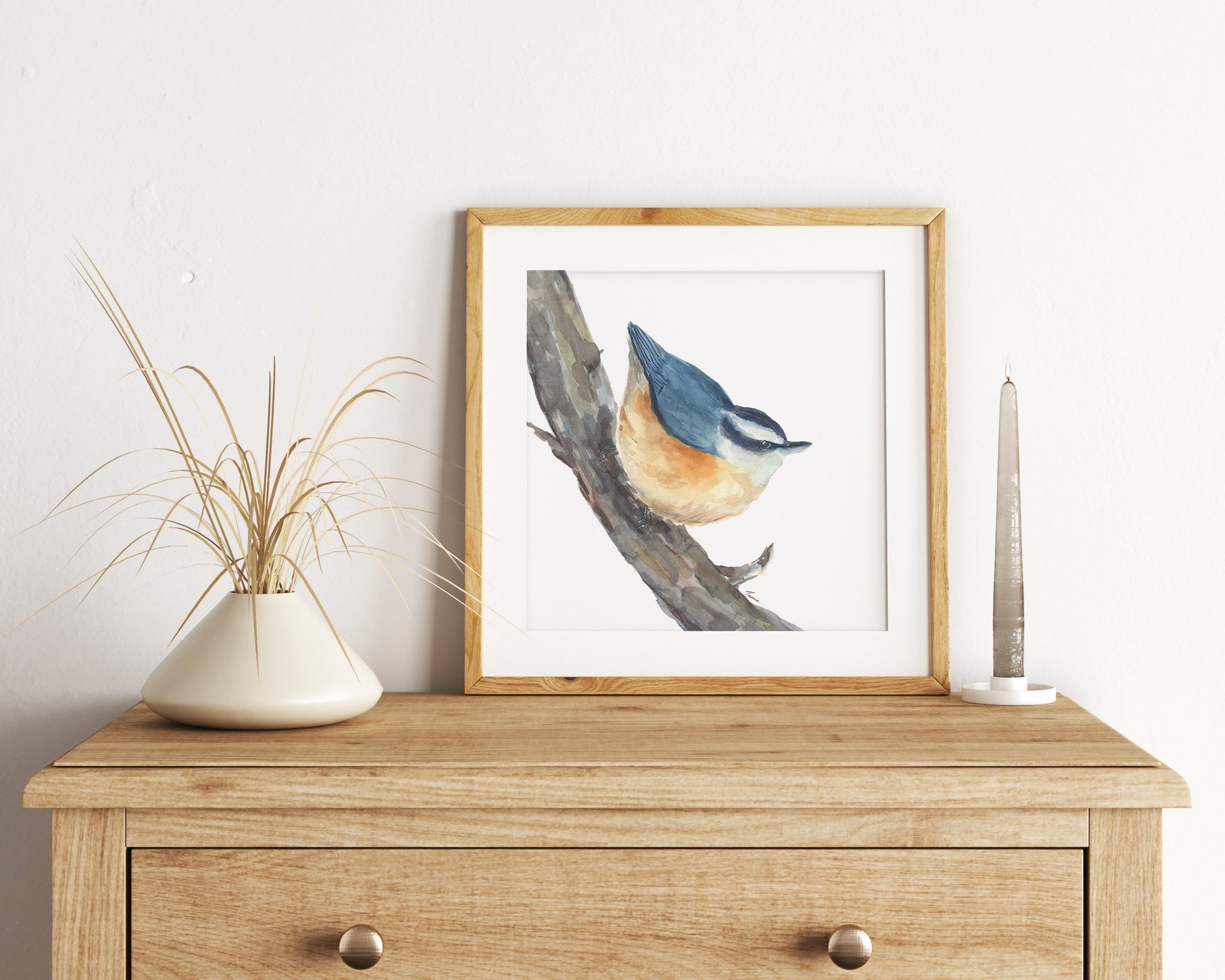 Bird Print of Red-breasted Nuthatch, Printable Art, Instant Download ...