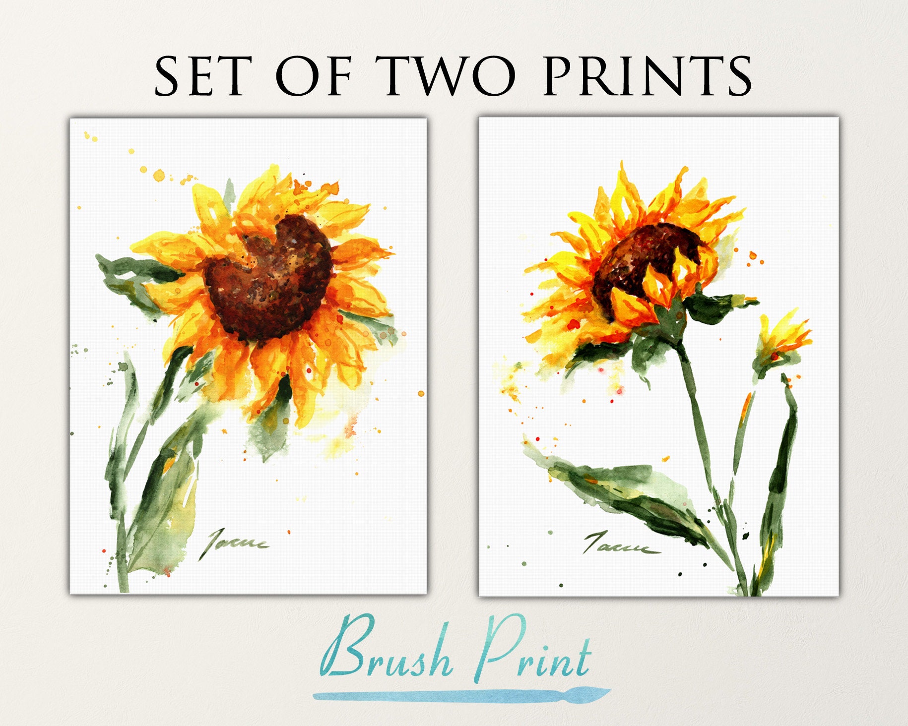Sunflowers Art Print, Set of Large Two Prints, Downloadable Wall Art ...
