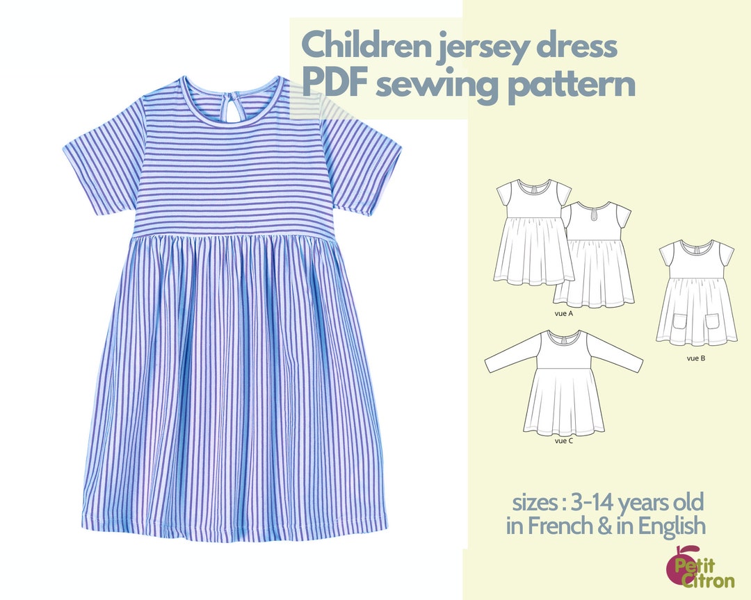 Sewing Pattern - Jersey Dress for Children - 3 to 14 Years Old ...