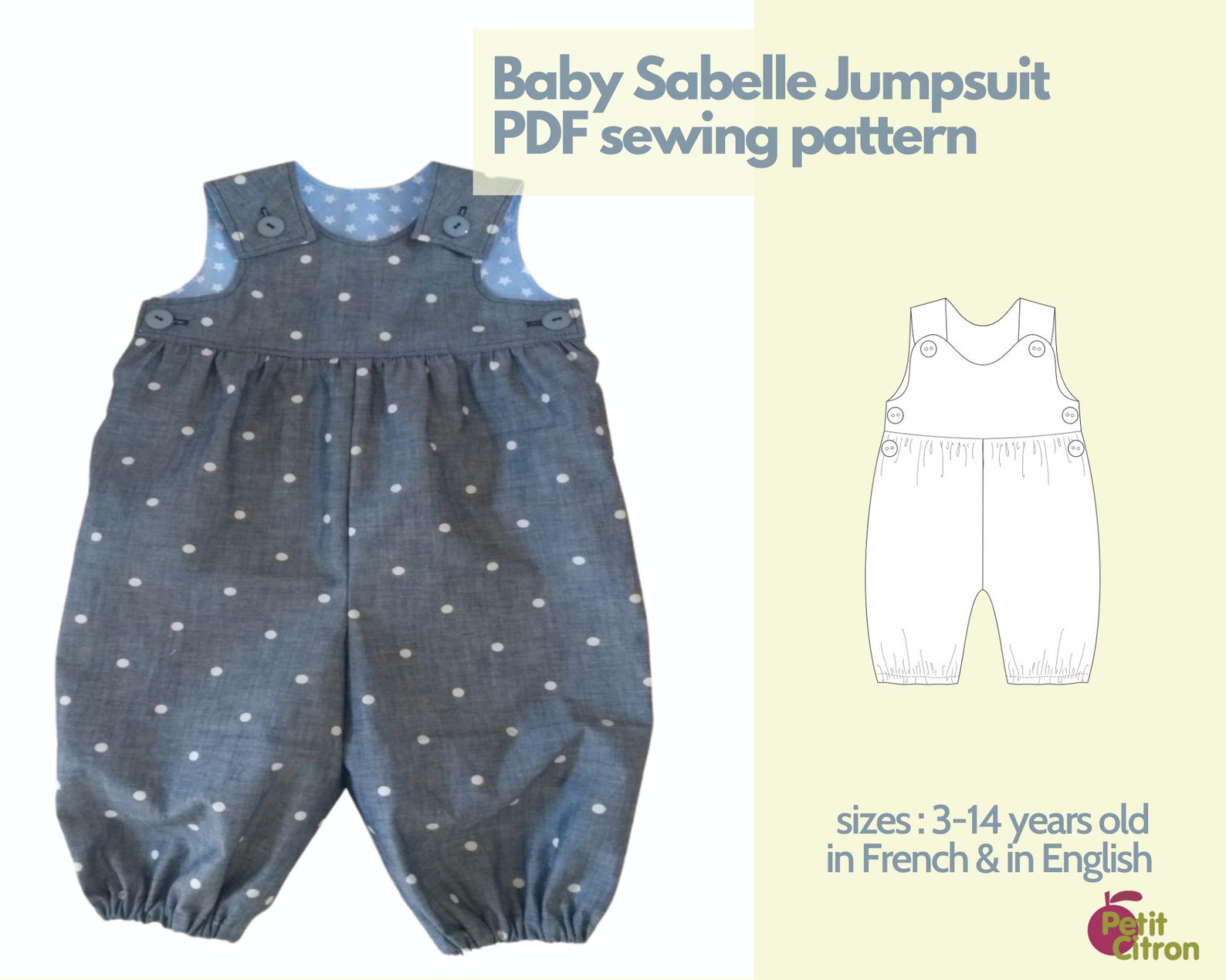 Baby Dungarees Sewing Pattern - PDF - 3 to 24 Months - Etsy