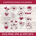 Valentines Doodle Heart SVG Bundle SVG Love Heart Vector Romantic Cute ...