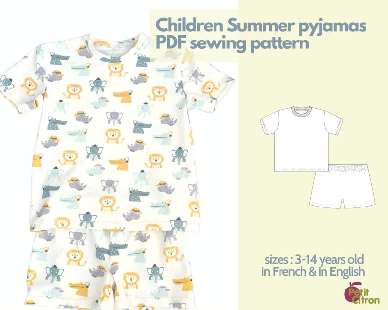 Sewing Pattern Jersey Pyjamas for Children 3 to 14 Years - Etsy