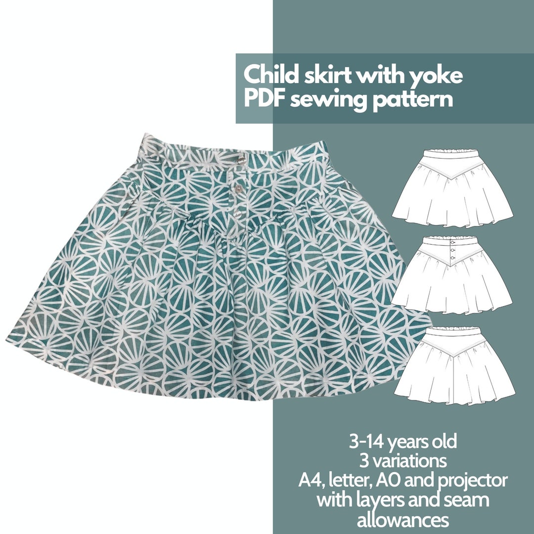 Skirt Pattern With Magdala Girls Yoke - French & English - 3 to 14 ...