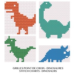 Cross Stitch Grids Dinosaurs PDF Pattern - Etsy