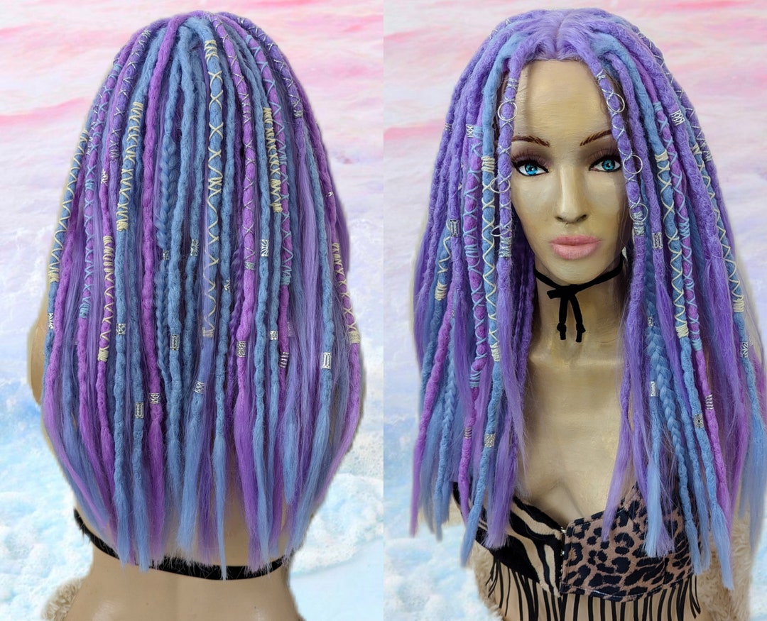 Kawaii Dreadlock Wig 23'', Pastel Mermaid Purple Blue Harajuku Festival ...