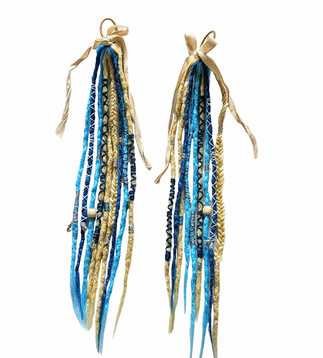 18x Blue Blonde Dreadlocks 23'' Tie Hair Falls Extensions Mermaid ...