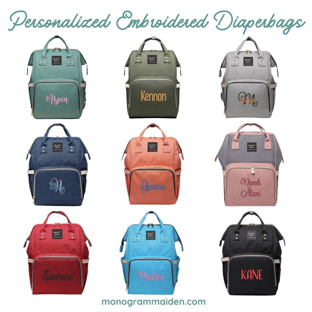 Personalized Diaper Backpack Embroidery on Solid Color Bag - Etsy