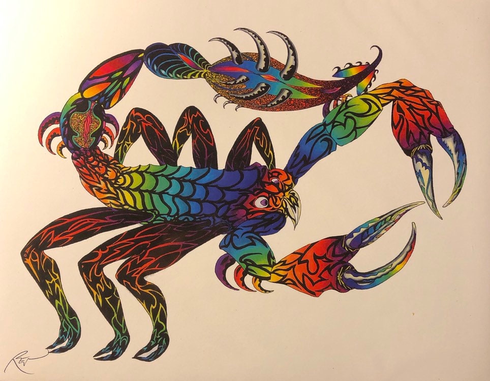 Scorpion Hang up on Wall Frame Cool Animal Psychedelic Tyedye Style ...