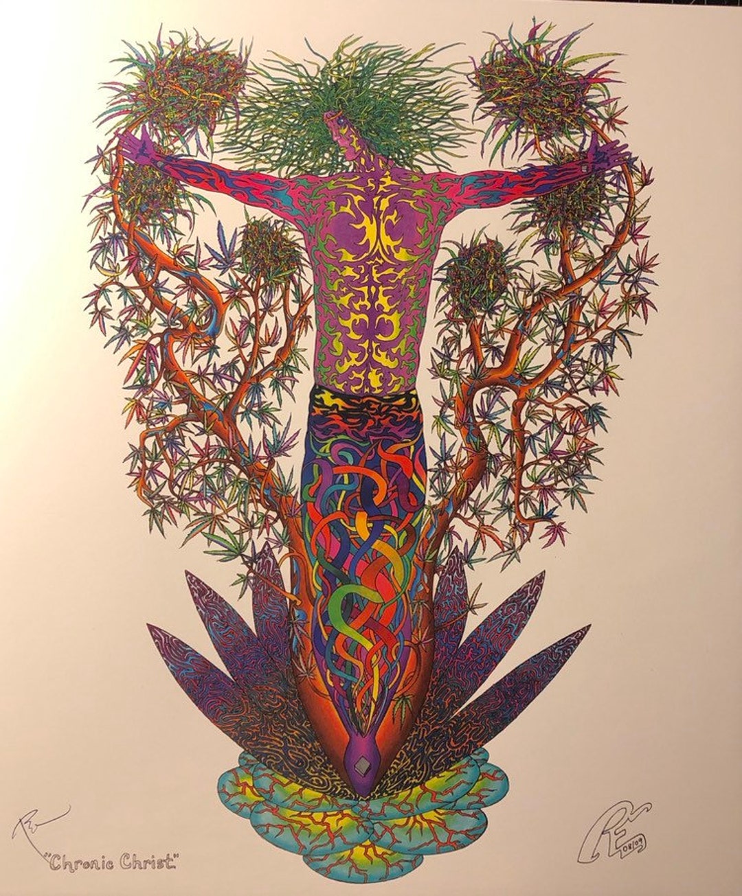 Chronic Christ Fine Art Print Cannabis Meets Christianity, Psychedelic ...
