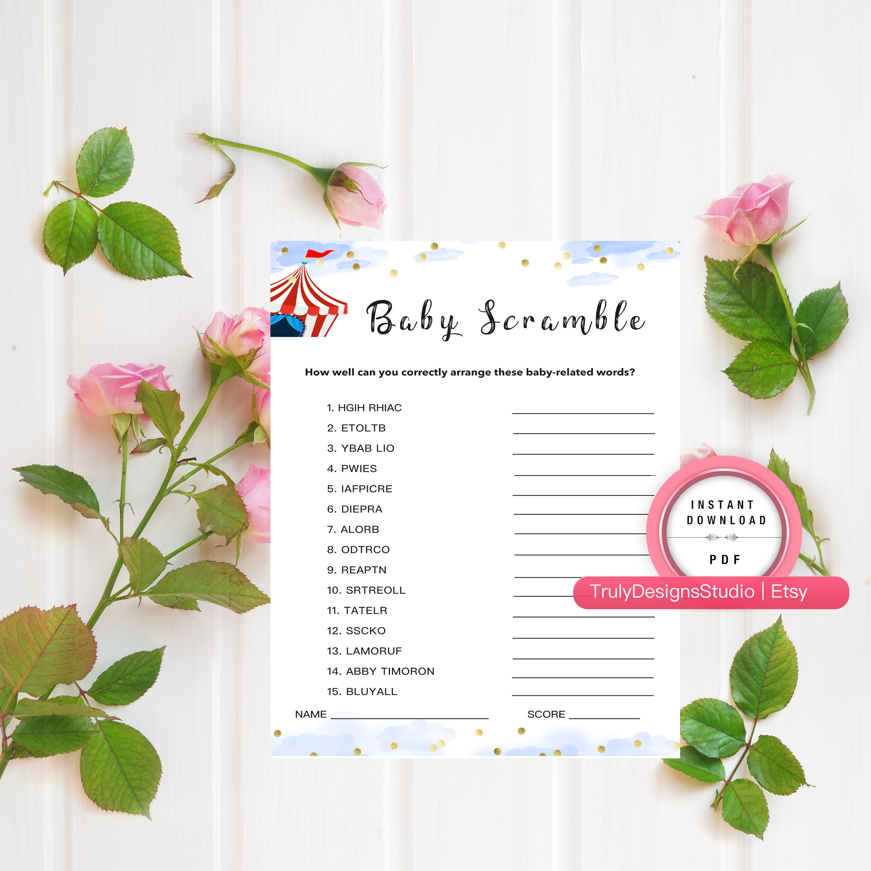 Circus Baby Shower Games Word Scramble Digital Download Etsy circus-baby-shower-games-word-scramble-digital-download-etsy