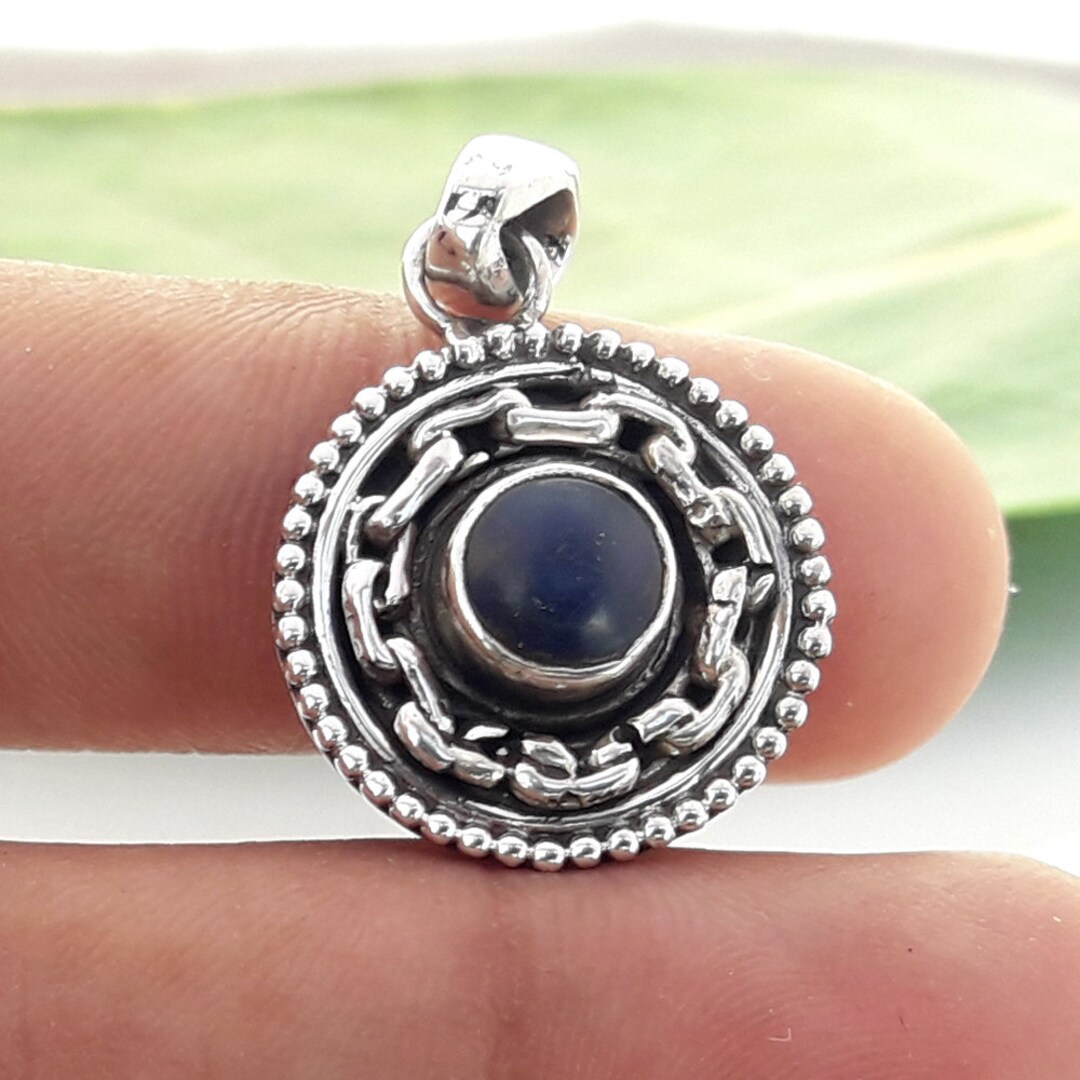 Blue Sapphire Pendant, 925 Sterling Silver Pendant, Designer Pendant ...