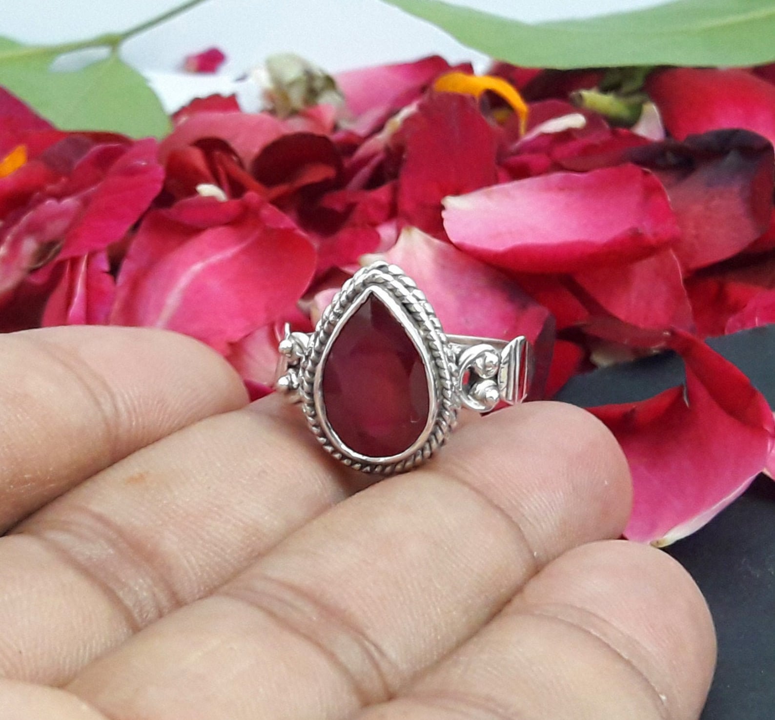 Ruby Ring 92.5% Sterling Silver Ring Ruby Gemstone Handmade | Etsy