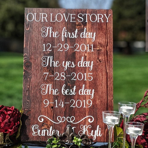 Our Love Story Sign Special Dates Sign First Day Yes Day - Etsy