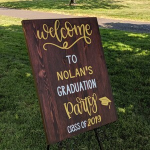 Grad Party Sign/graduation Party Sign/ Wood Grad Sign/ Grad Welcome ...