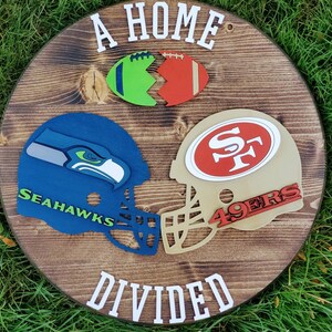Home Divided Football Team Sign House Divided Sports Team Sign Wood ...
