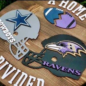 Home Divided Football Team Sign House Divided Sports Team Sign Wood ...