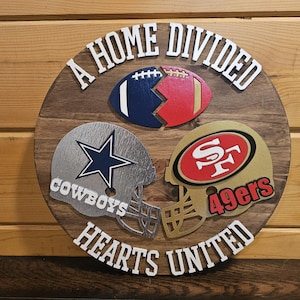 Home Divided Football Team Sign House Divided Sports Team Sign Wood ...
