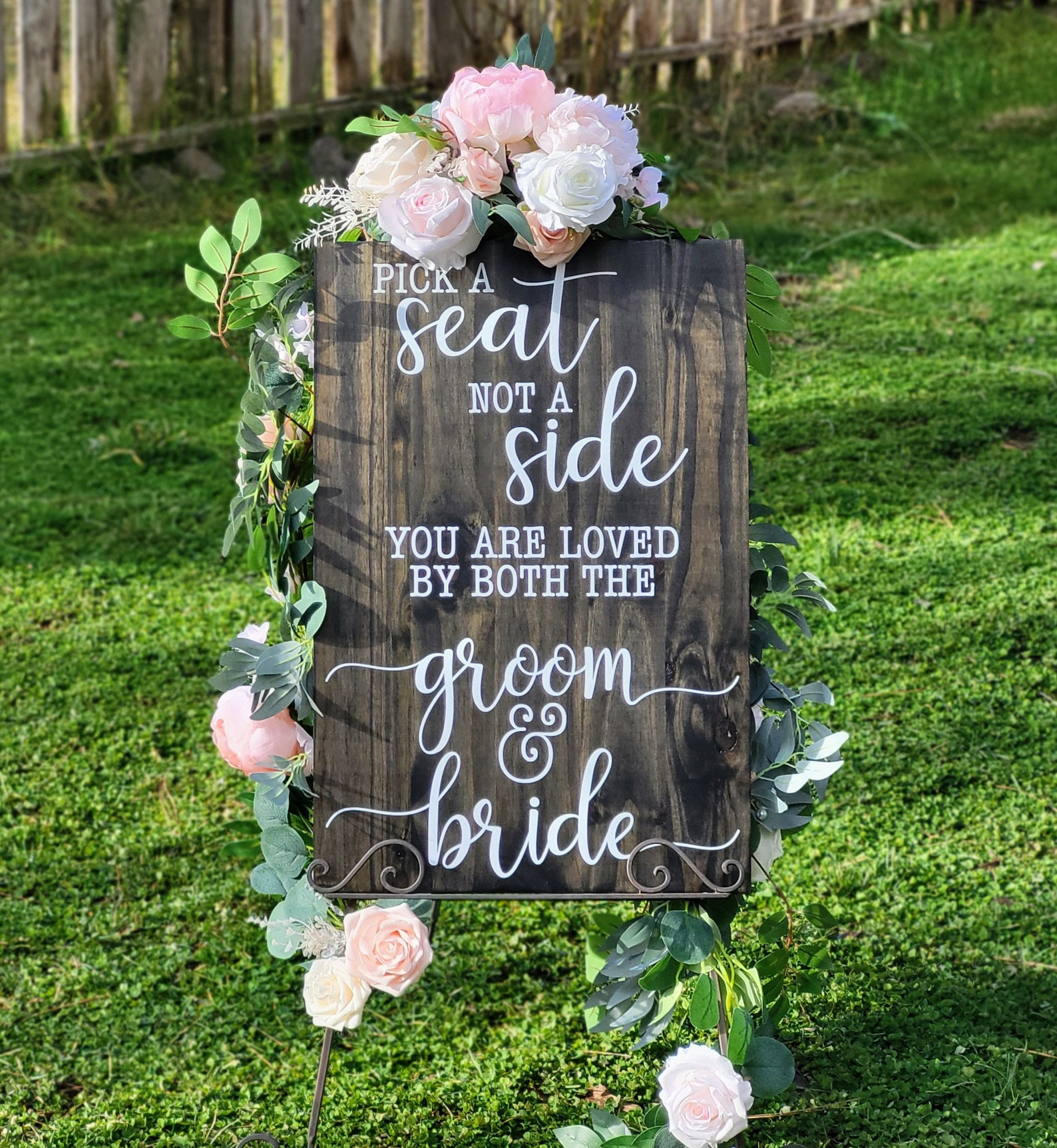 Wedding Seating Sign Pick a Seat Not a Side Ceremony Seating Sign Loved ...