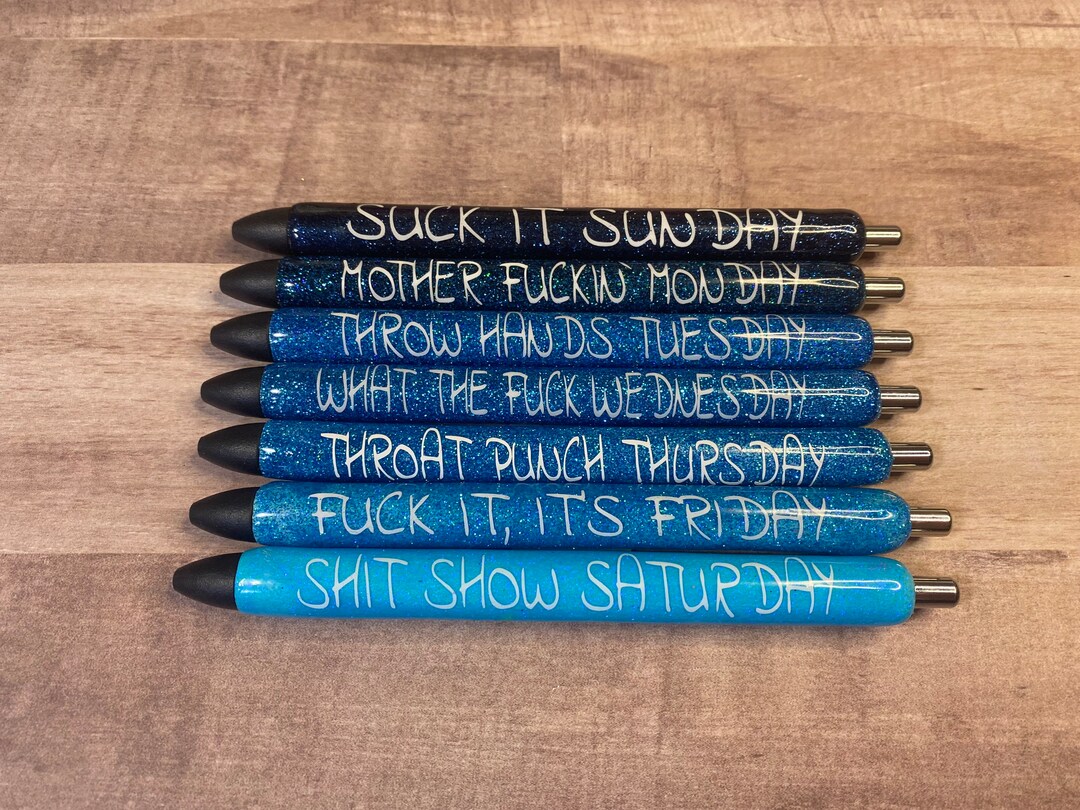 R Rated Day of the Week Pen Set Curse Word Pens Glitter Pens - Etsy