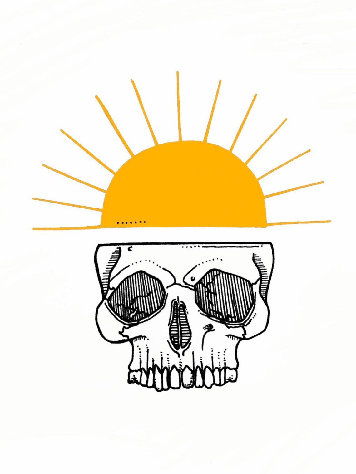 Yellow Sun Skull Print - Etsy