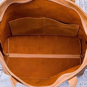 Caramel Leather Tote, Woman Leather Bag, Woman Shopping Bag, Daily Use ...