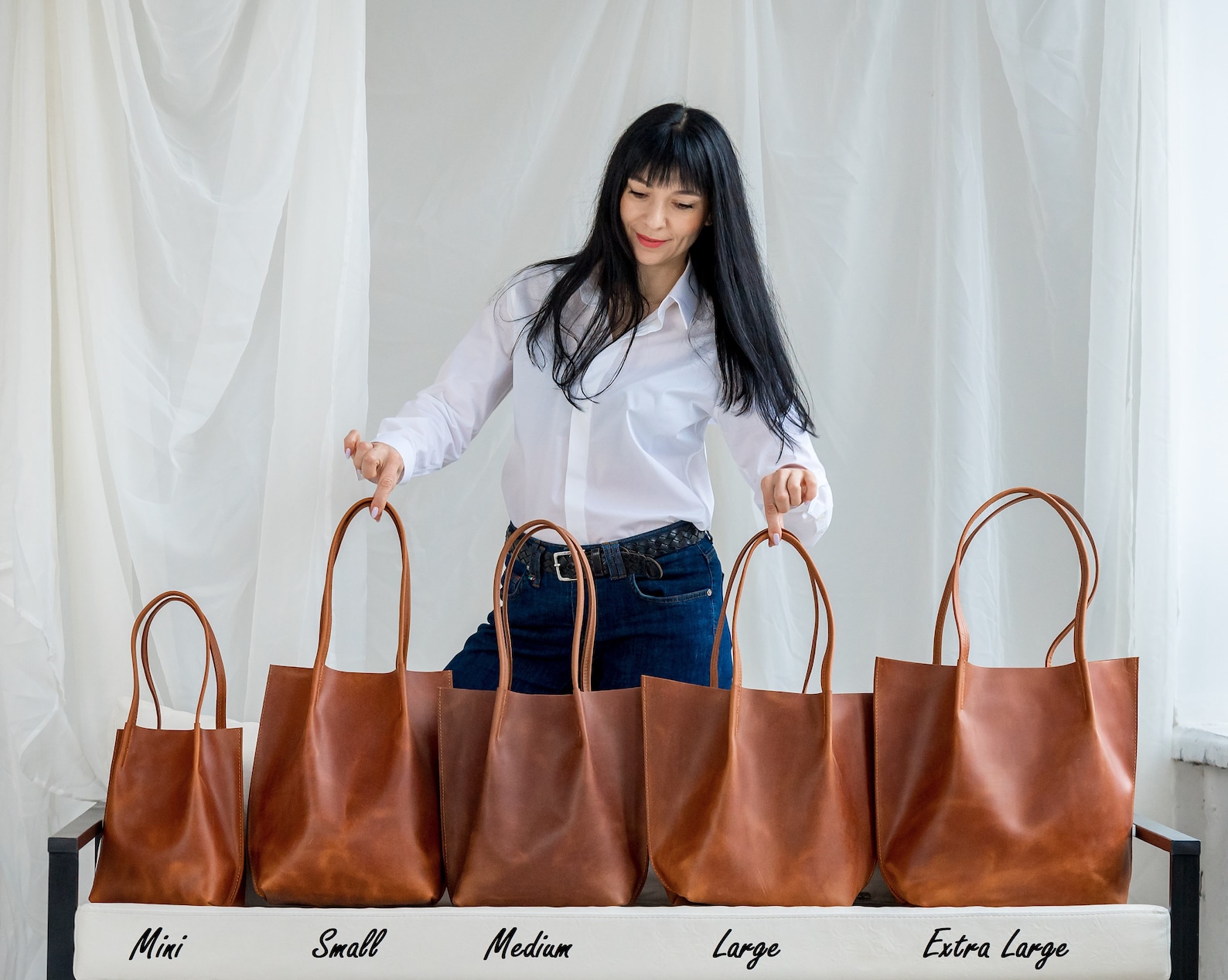 Cognac Leather Bag Small Leather Tote Woman Leather Bag - Etsy