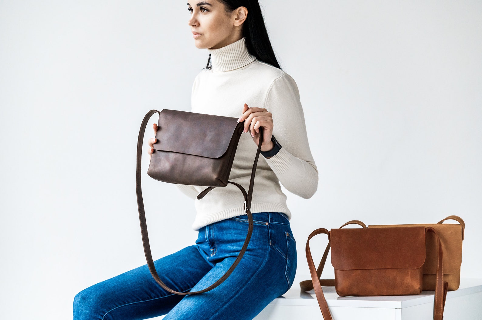 Mini Leather Tote Messenger Mini Tote Bag Mini Shoulder | Etsy