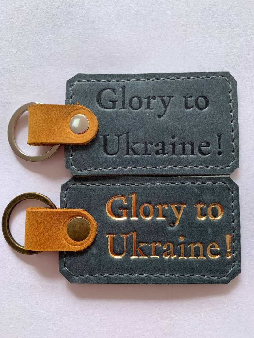 Leather Keychain From Ukraine Keyring Personalized - Etsy