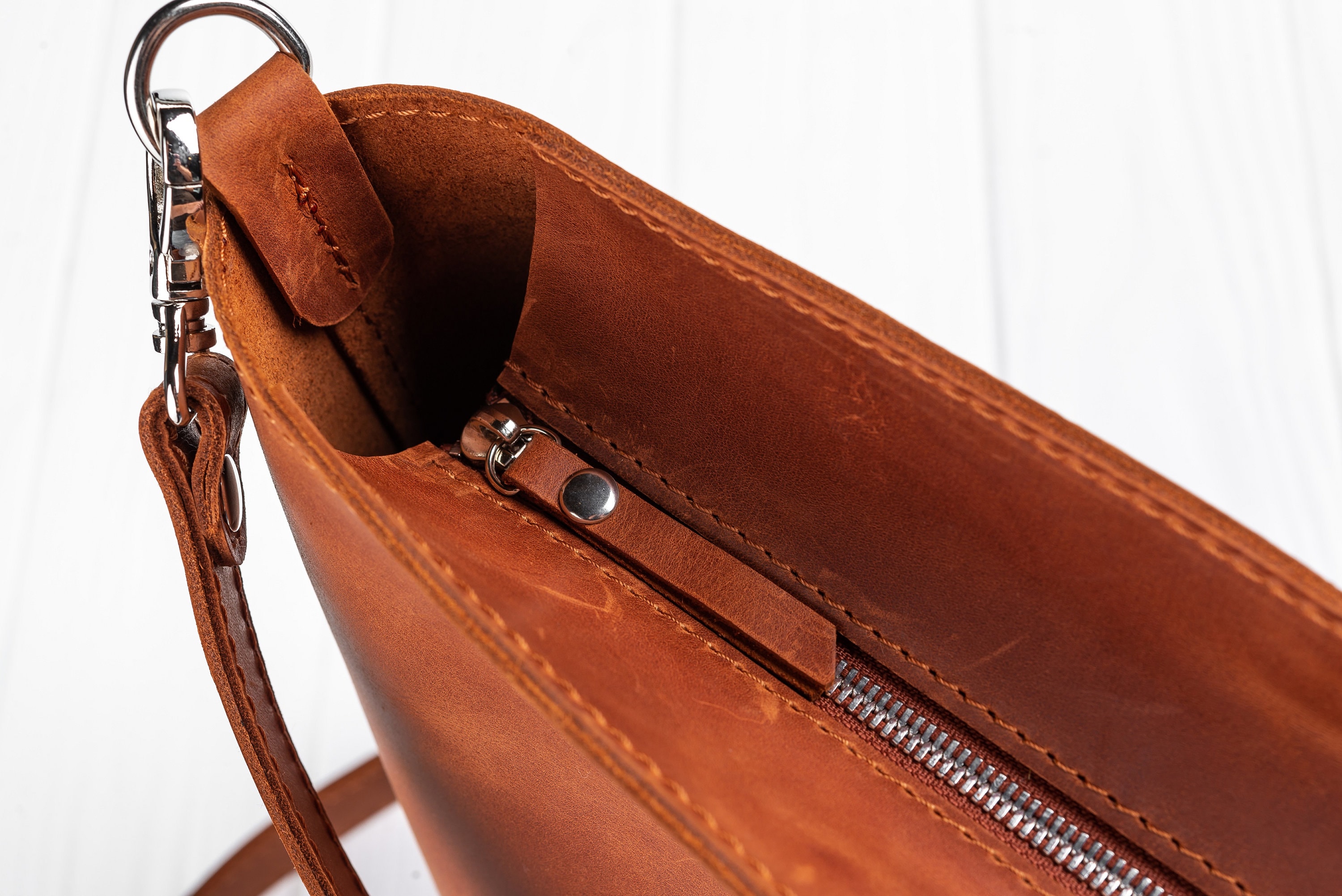 Cognac leather bag Bag with tassels Tote leahter bag | Etsy