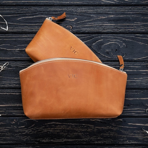 Personalized Leather Cosmetic Bag for Women Leather Makeup - Etsy